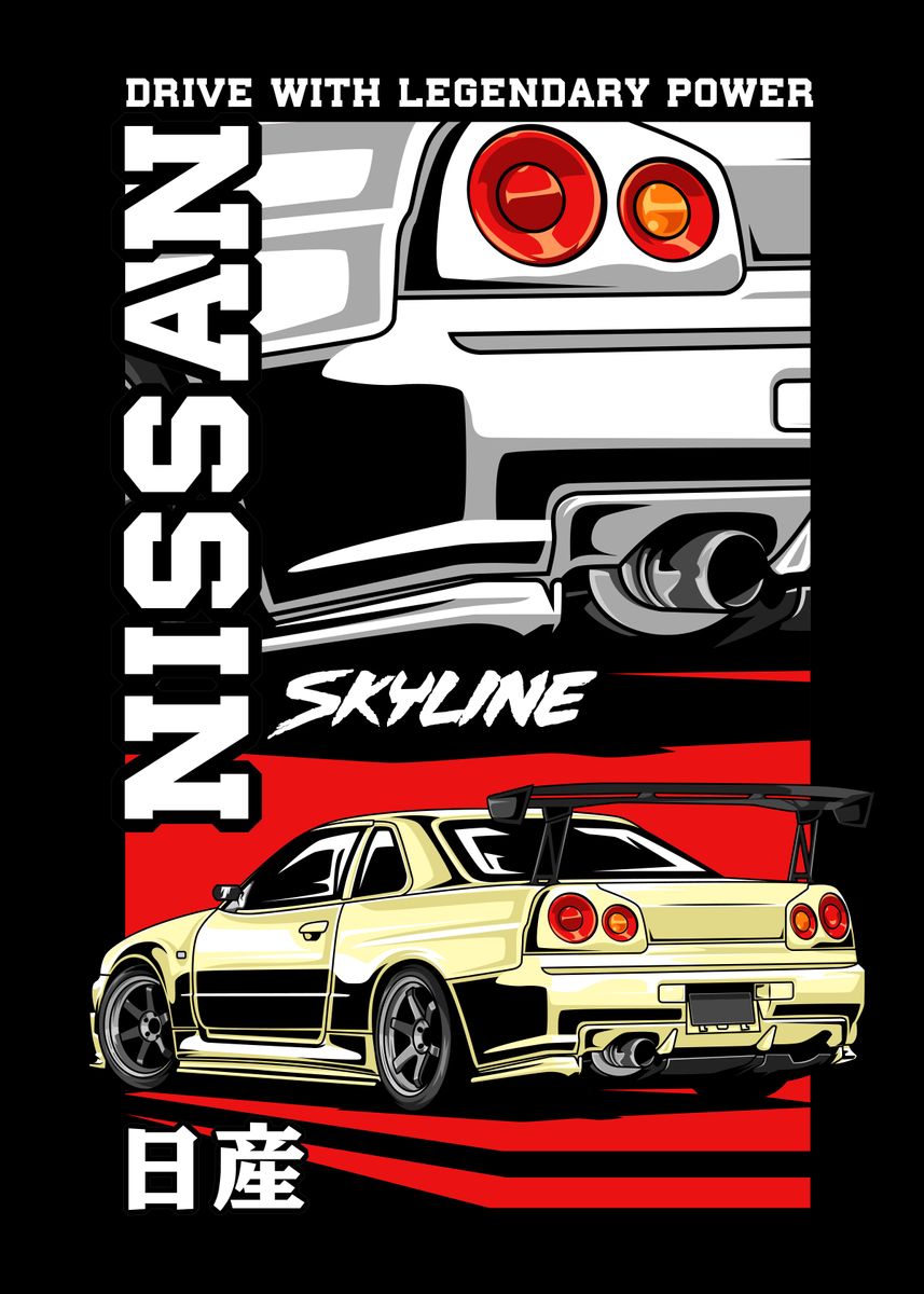 'Iconic SKY LINE Car' Poster, picture, metal print, paint by Berkah ...