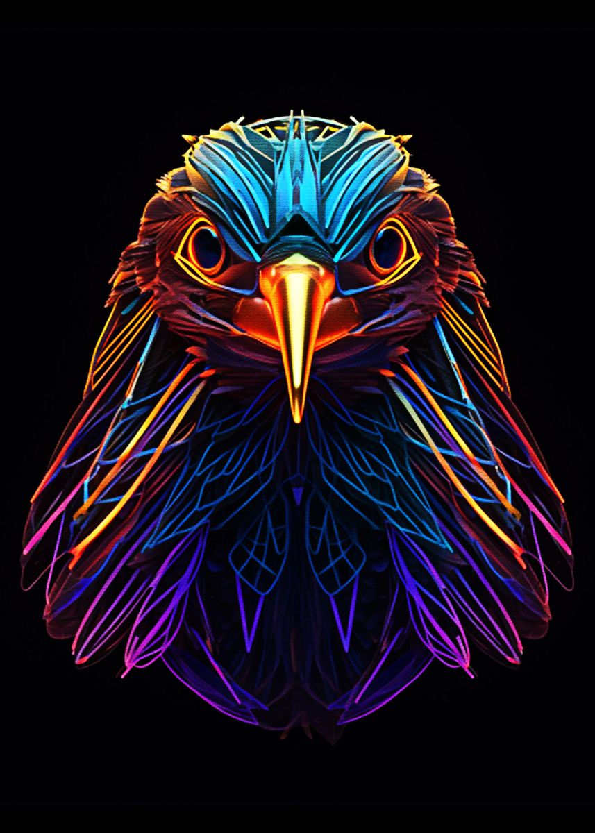 'Neon Eagle' Poster, picture, metal print, paint by Fachrul Abqary ...