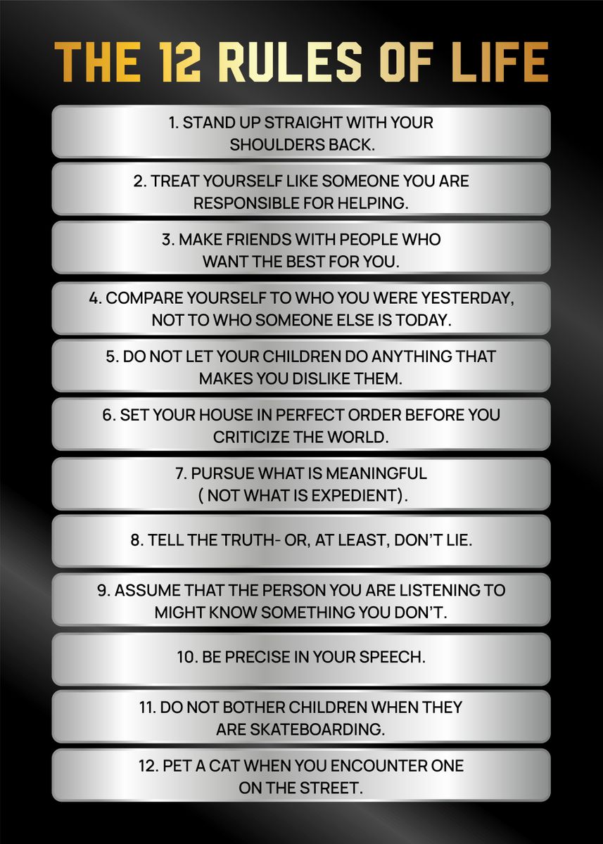 'the 12 rules of life' Poster, picture, metal print, paint by ...