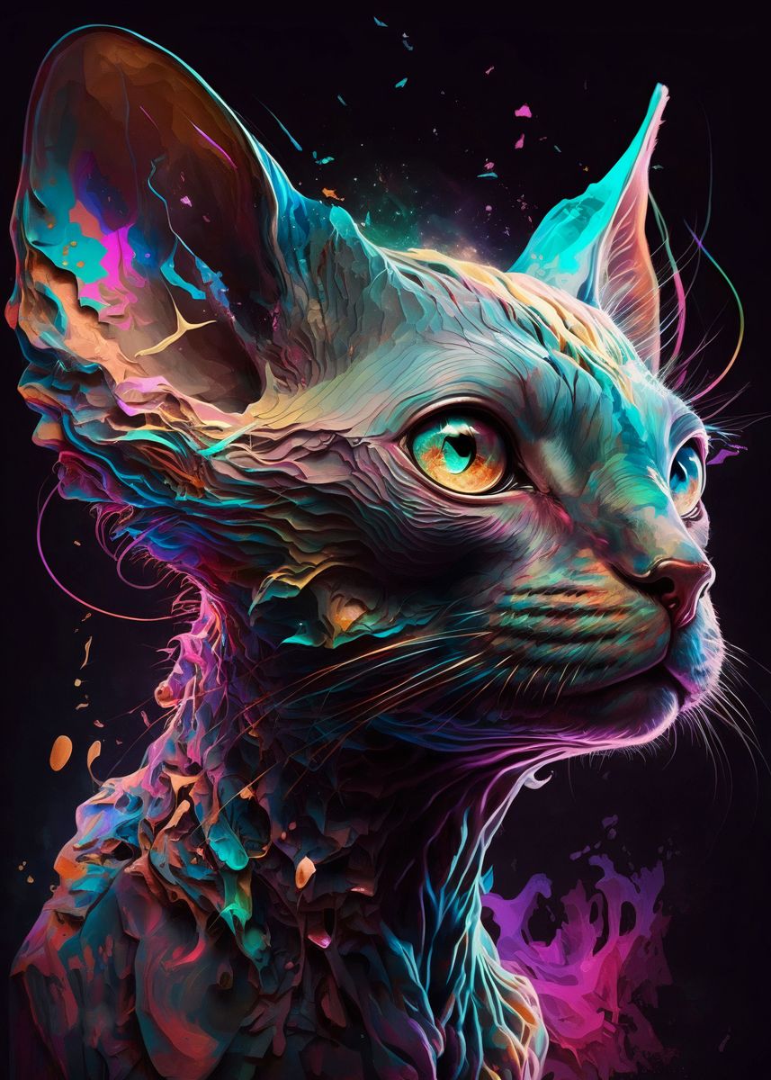 'Sphynx cat' Poster, picture, metal print, paint by Luke Vassel | Displate