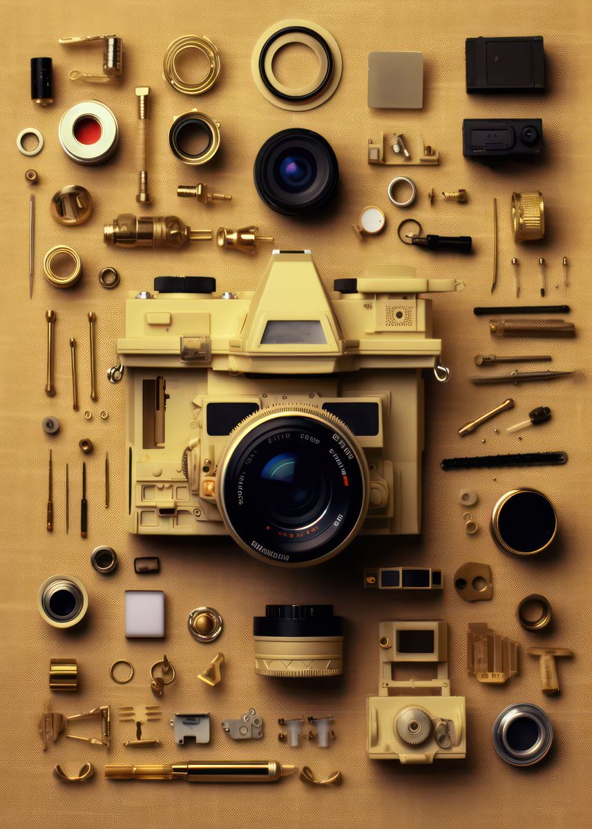 'Knolling Camera Gear' Poster, picture, metal print, paint by ...