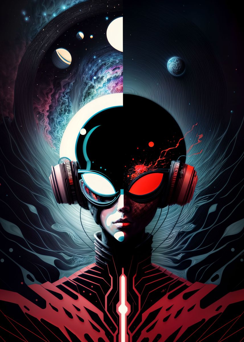 'Abstract face in space' Poster by Lukasz Kobylka | Displate