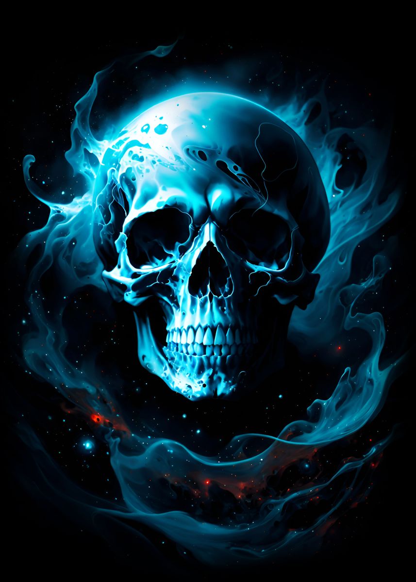 'Space Skull' Poster, picture, metal print, paint by Shamoon Ibrahim ...
