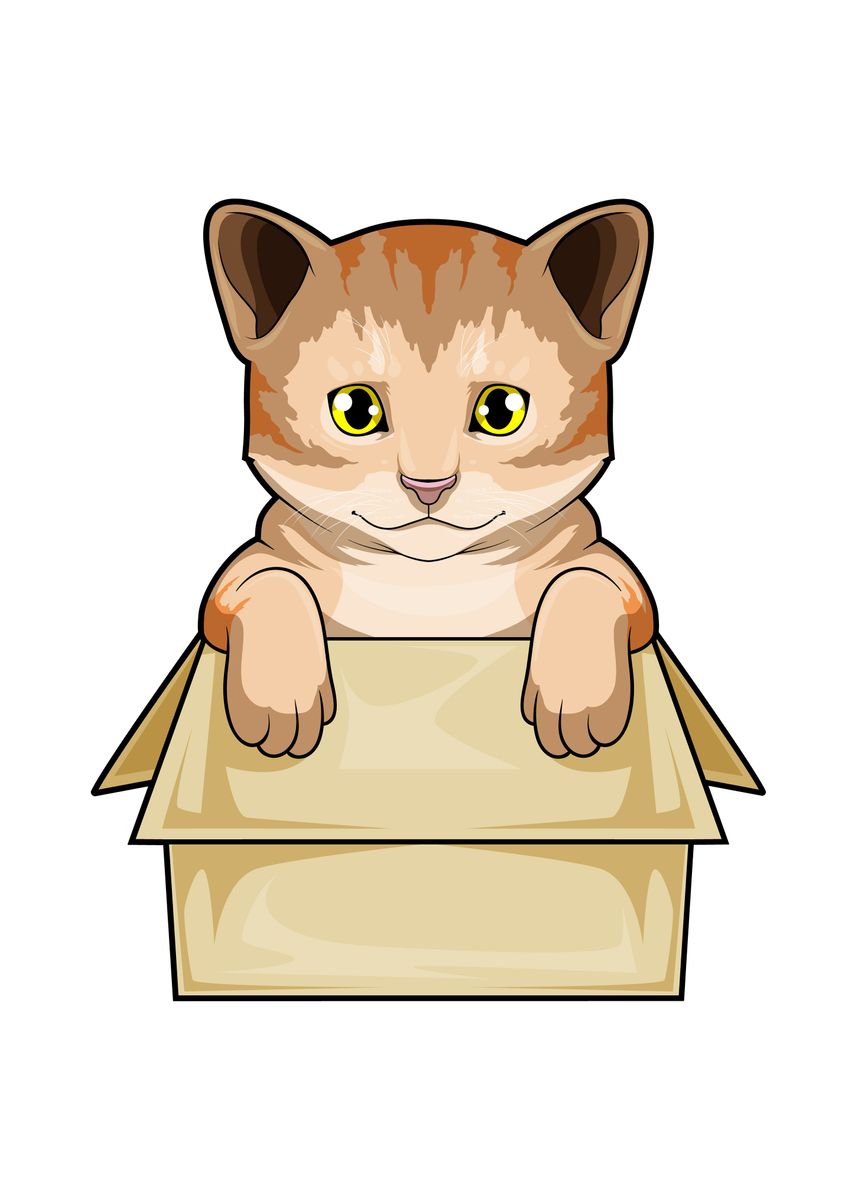 'Cat Box' Poster, picture, metal print, paint by Markus Schnabel | Displate