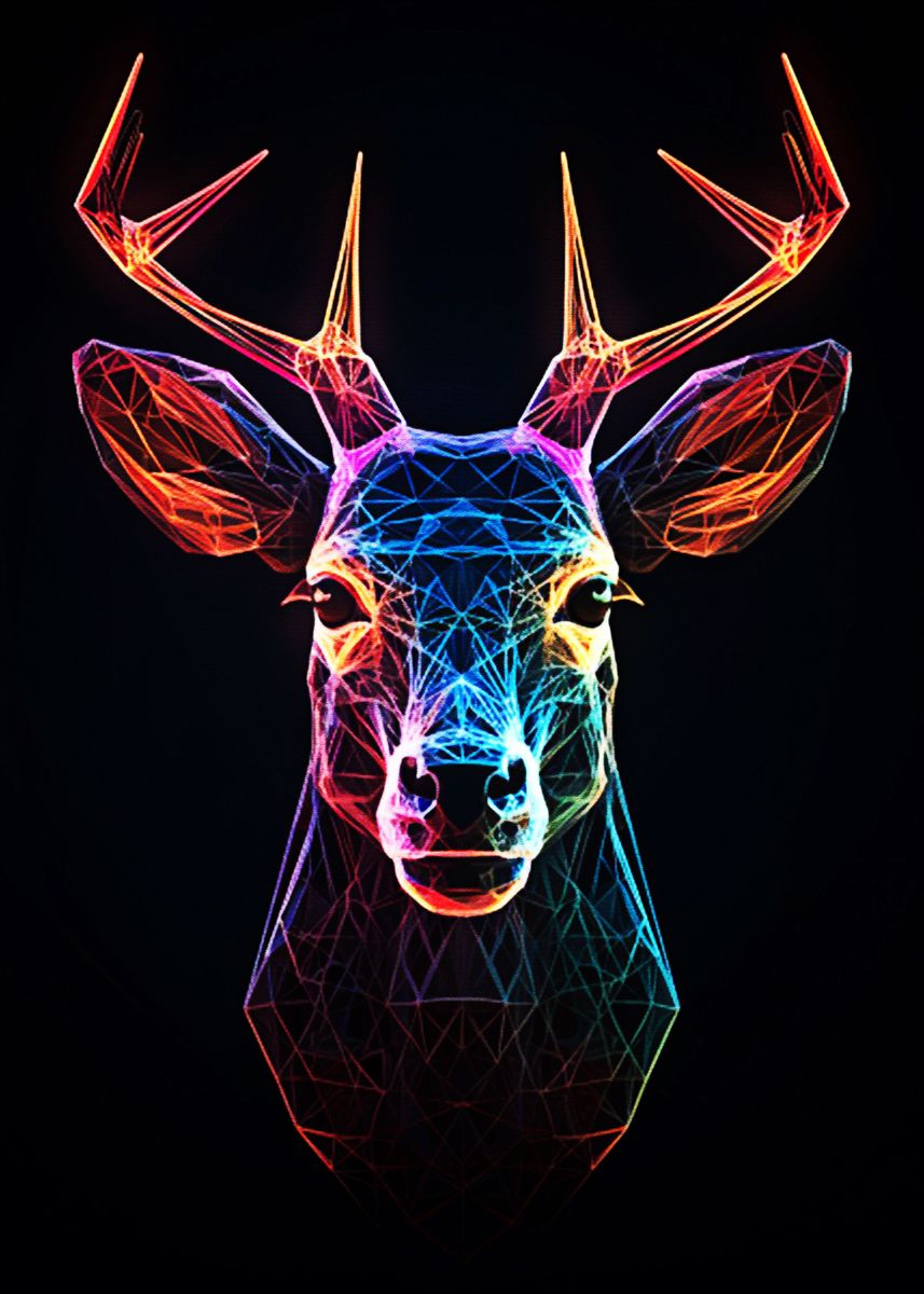 'Neon Deer' Poster, picture, metal print, paint by Fachrul Abqary ...