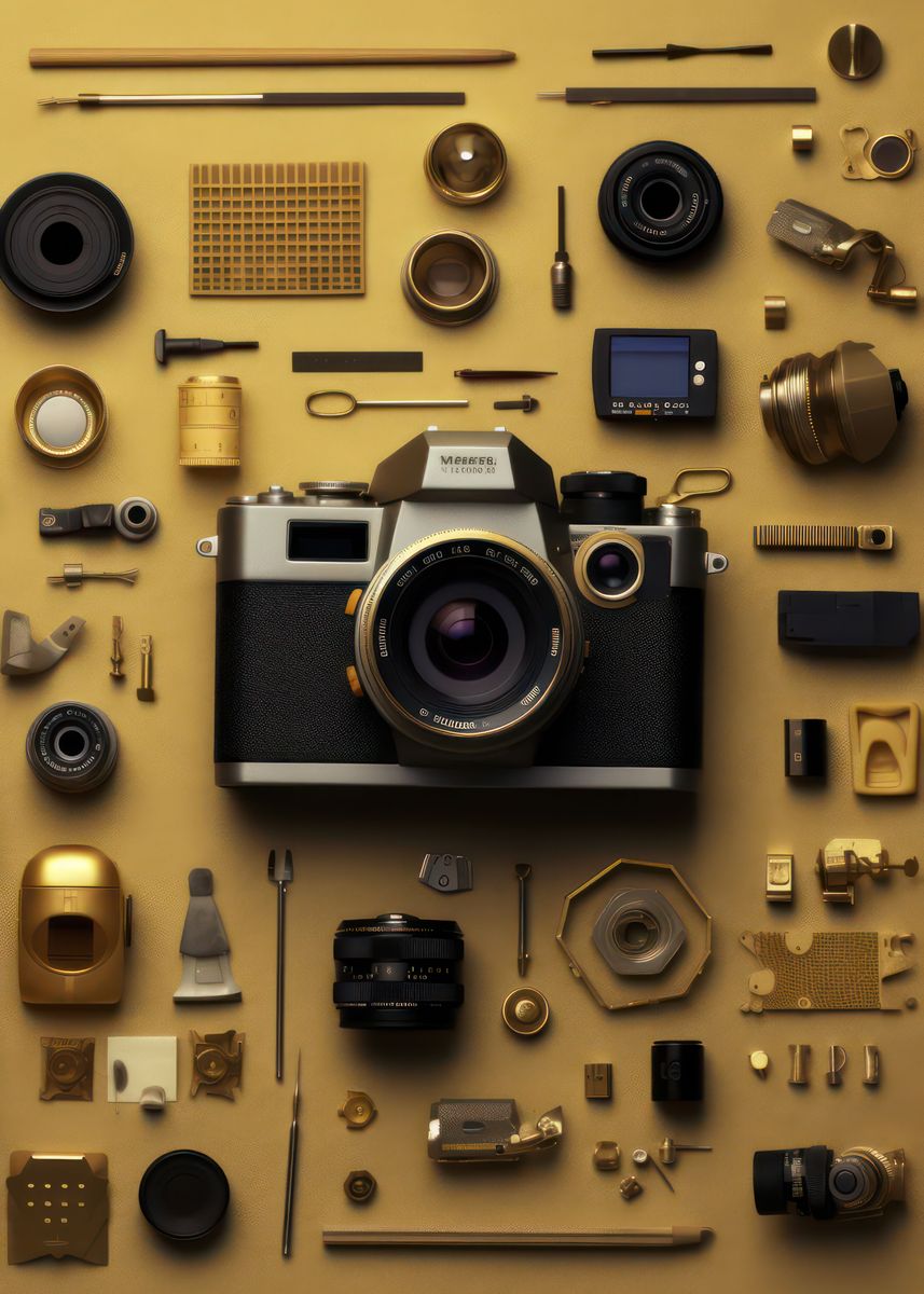 'Knolling Camera Gear' Poster, picture, metal print, paint by ...