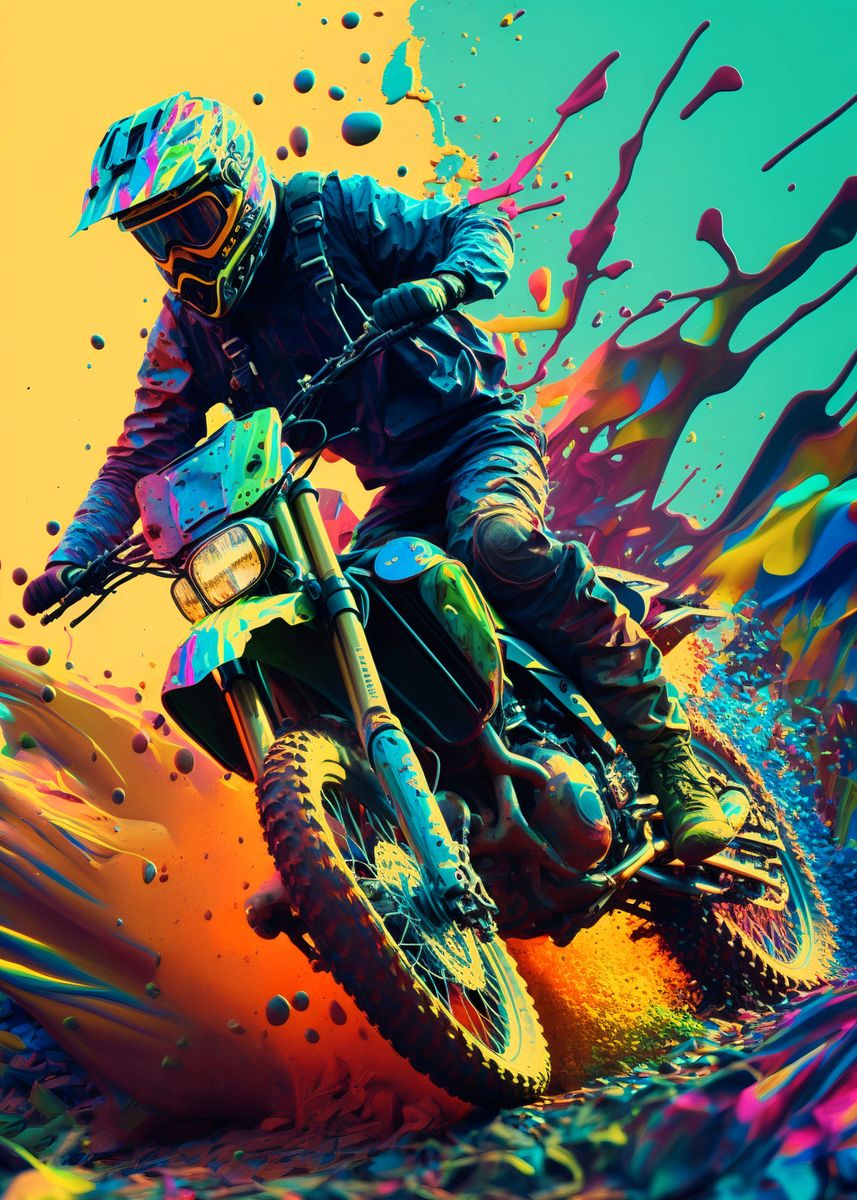 'Dirt motocross Art' Poster, picture, metal print, paint by Evan ...