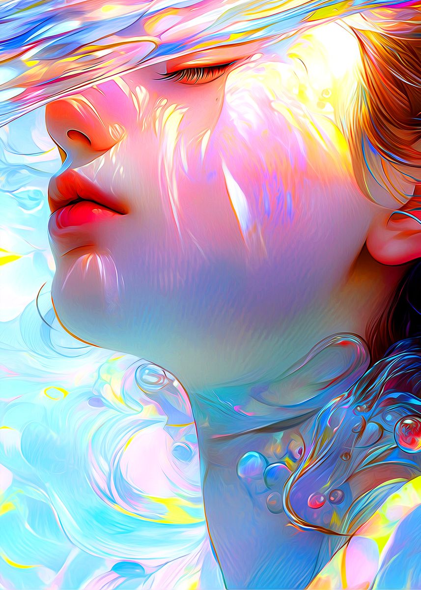 'Colorful Girl' Poster, picture, metal print, paint by tran mins | Displate