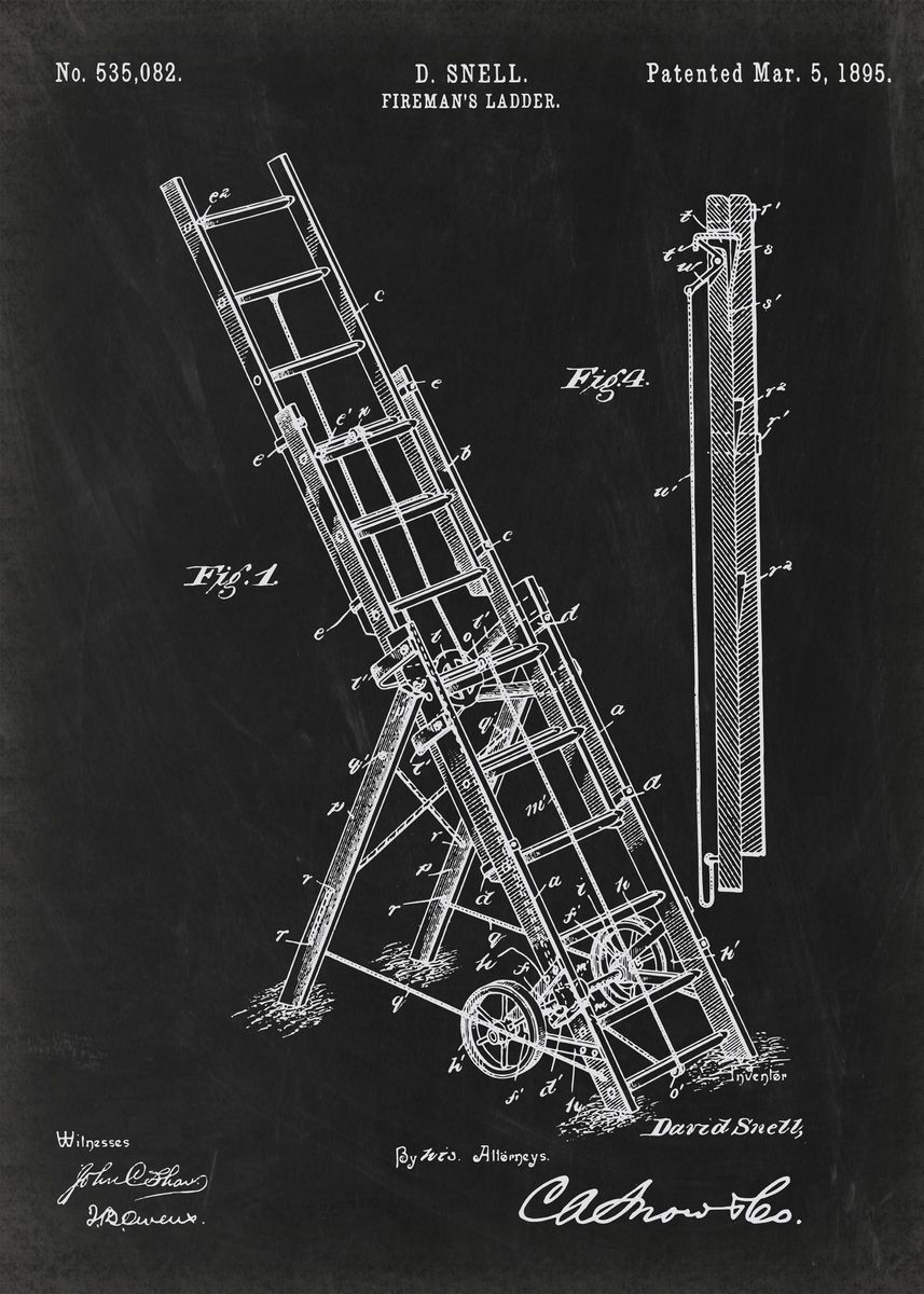 'Firemans Ladder patent' Poster by Cristina Romero | Displate