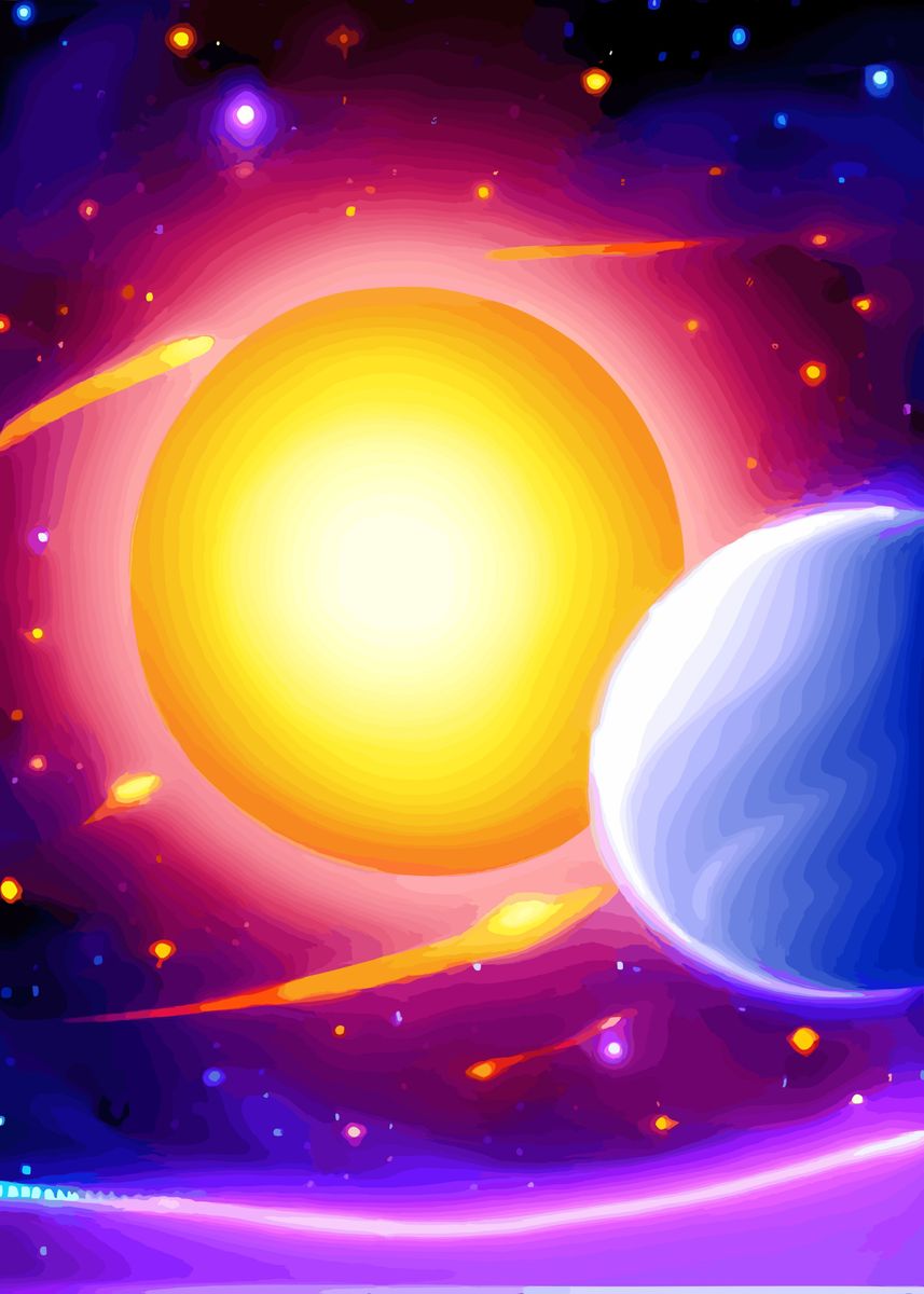 'Moon and Sun Abstract Art' Poster by Art Jiyuu | Displate