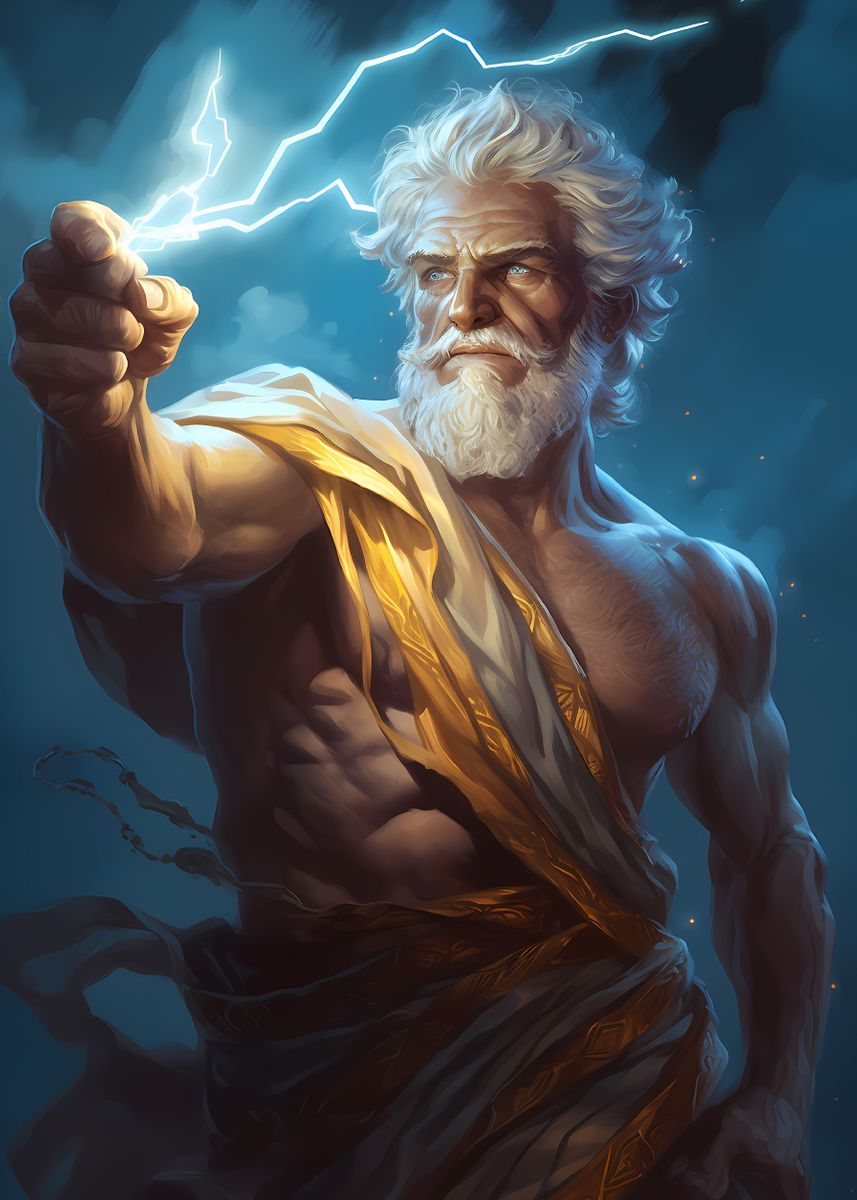 'Lightning Zeus' Poster, picture, metal print, paint by GoodLifeImages ...