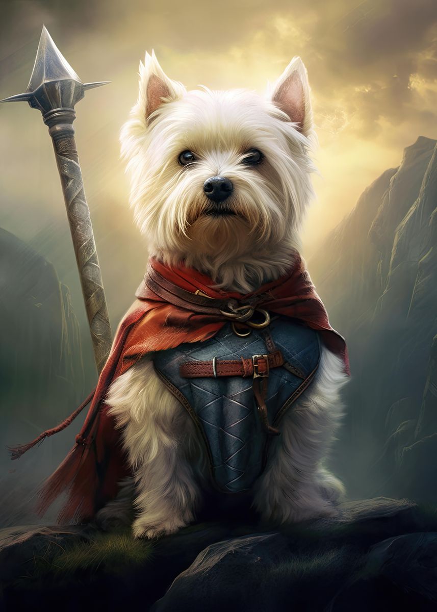 'Westie Viking ' Poster, picture, metal print, paint by PetPrints | Displate