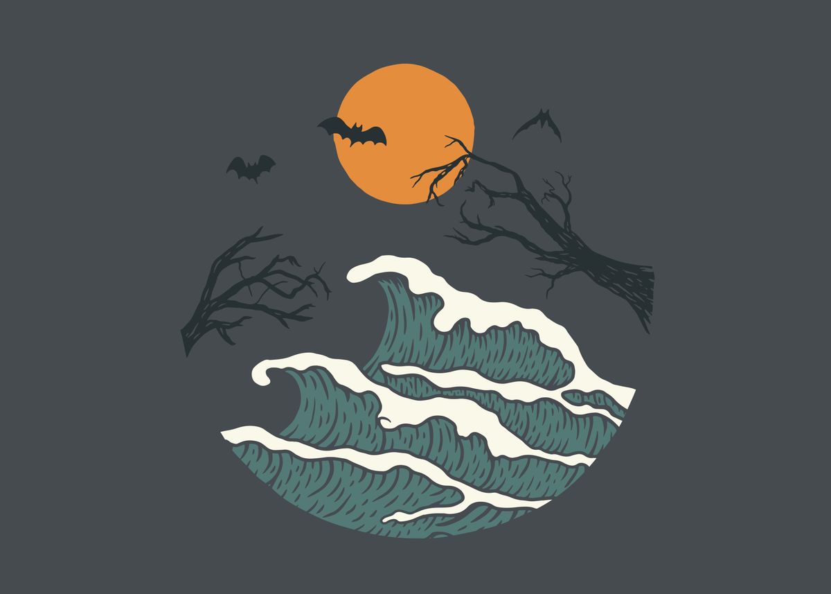 'Halloween Waves' Poster by Mangustudio | Displate