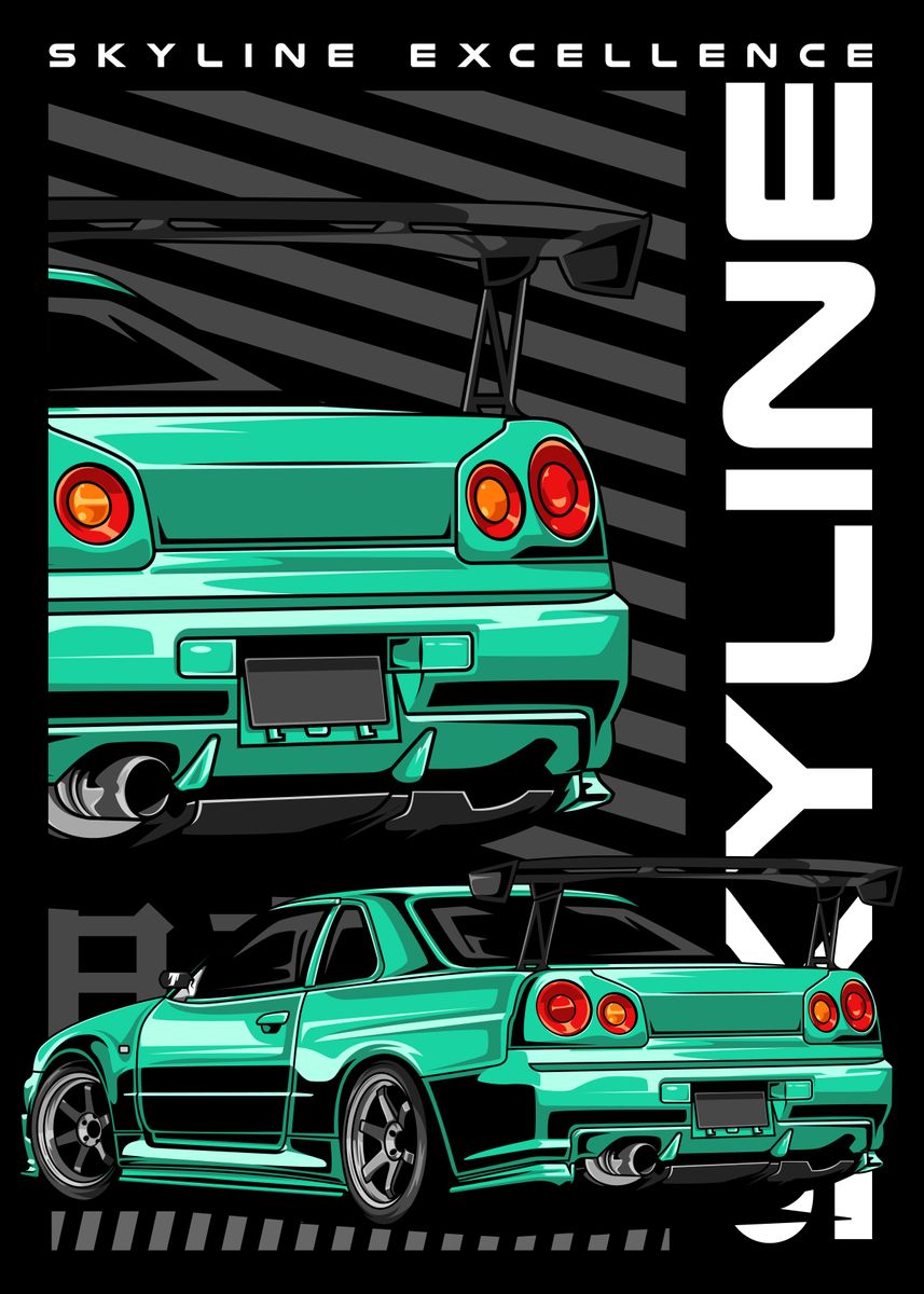 'Iconic Sky Line Car' Poster, picture, metal print, paint by Berkah ...