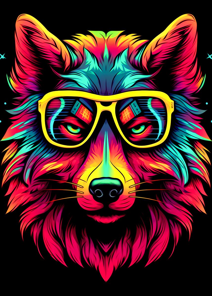 'Colorful Wolf' Poster, picture, metal print, paint by huy bui | Displate