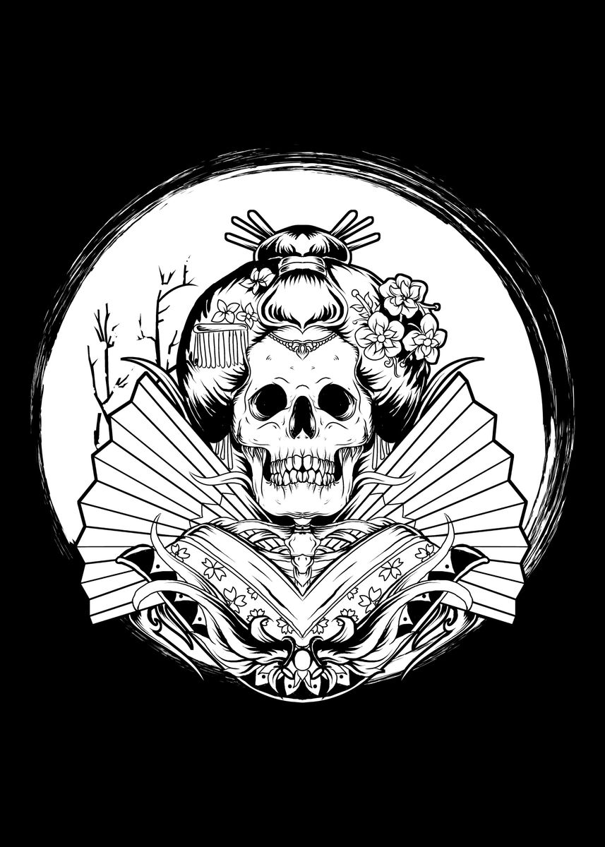 'Geisha Skull' Poster, picture, metal print, paint by BobbyBubble ...