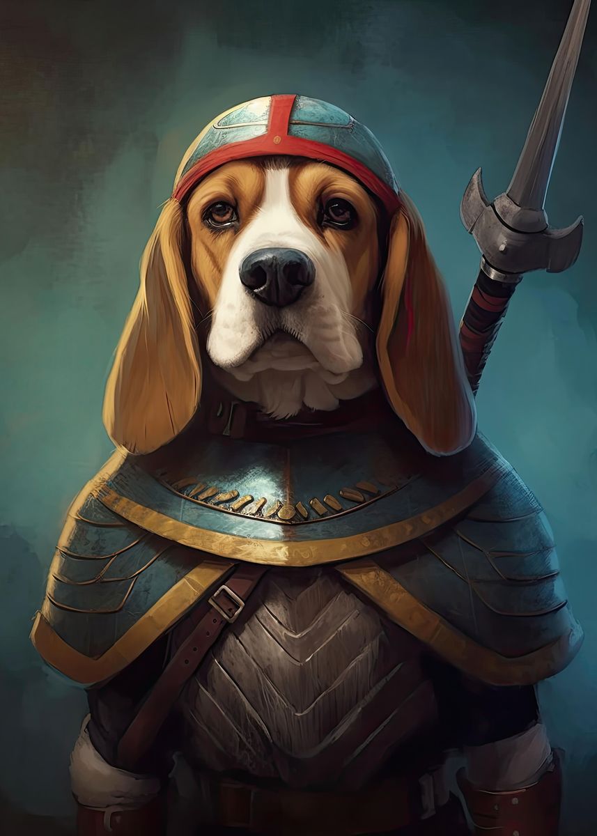 'Beagle Viking ' Poster, picture, metal print, paint by PetPrints | Displate