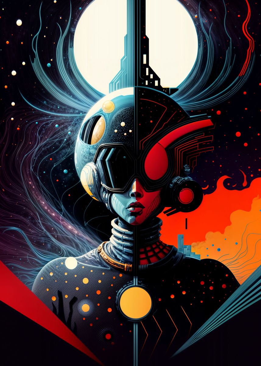 'Abstract face in space' Poster, picture, metal print, paint by Lukasz ...