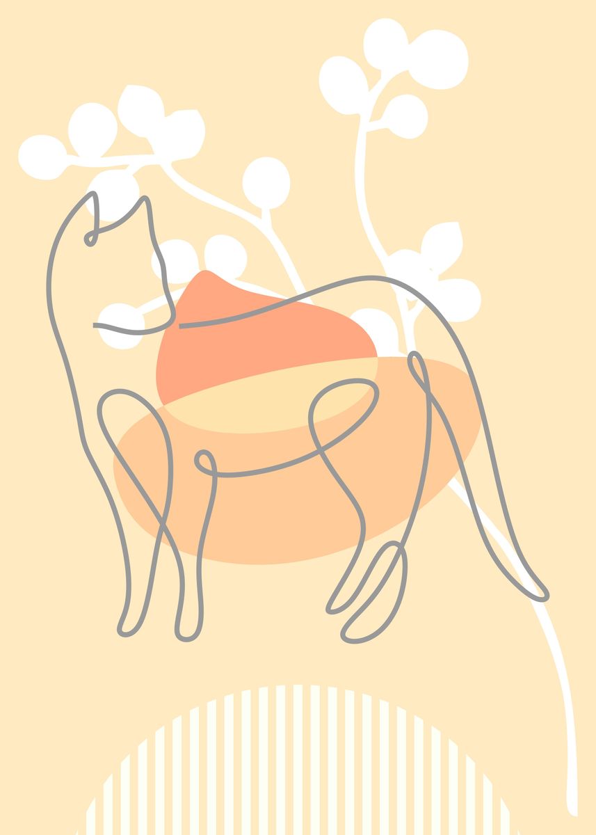 'Line art animal minimalist' Poster, picture, metal print, paint by ...