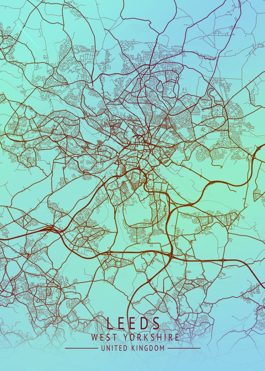 'Leeds UK City Map' Poster, picture, metal print, paint by Gigi Bgm ...