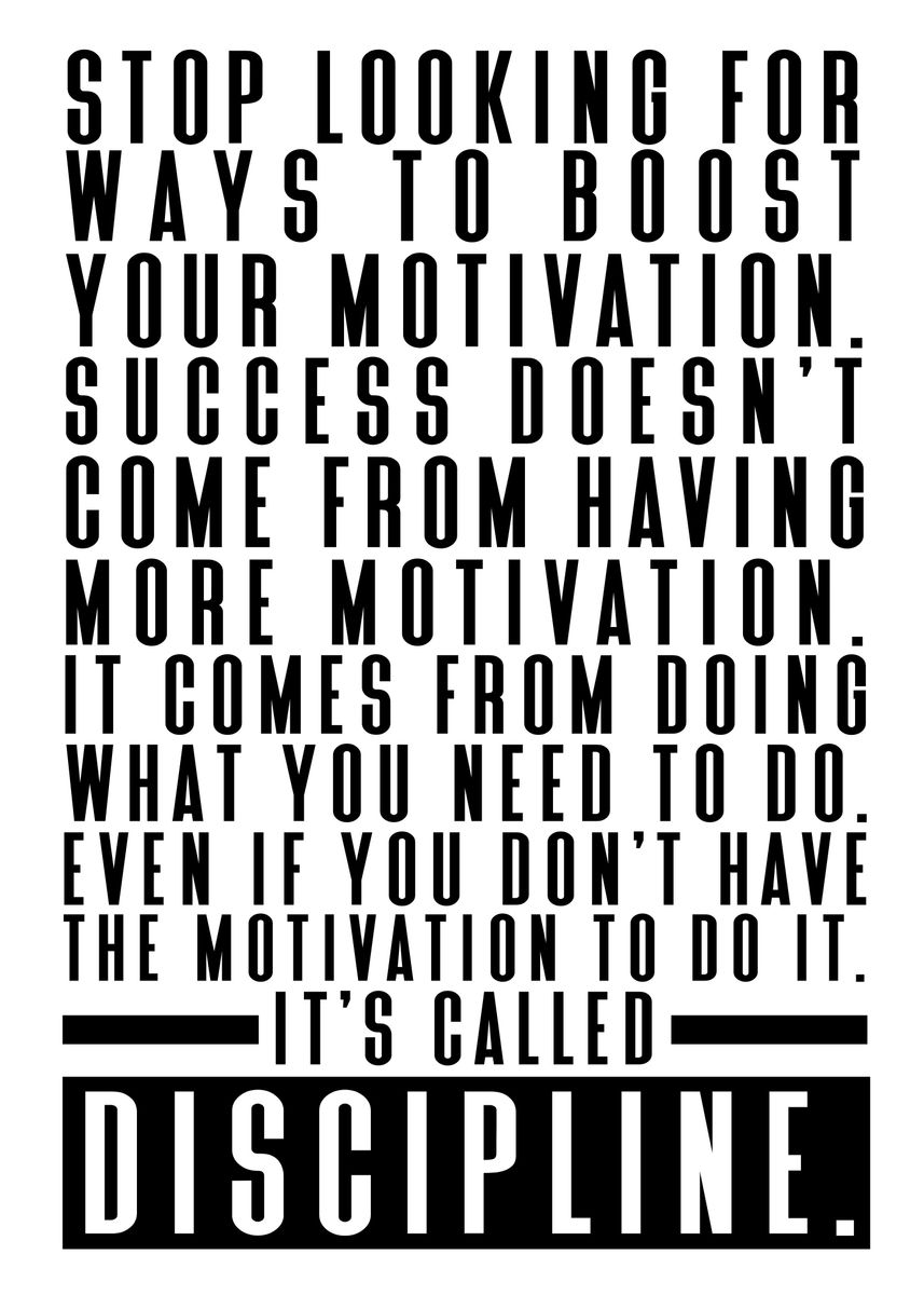 'Motivation Vs Discipline' Poster, picture, metal print, paint by ...
