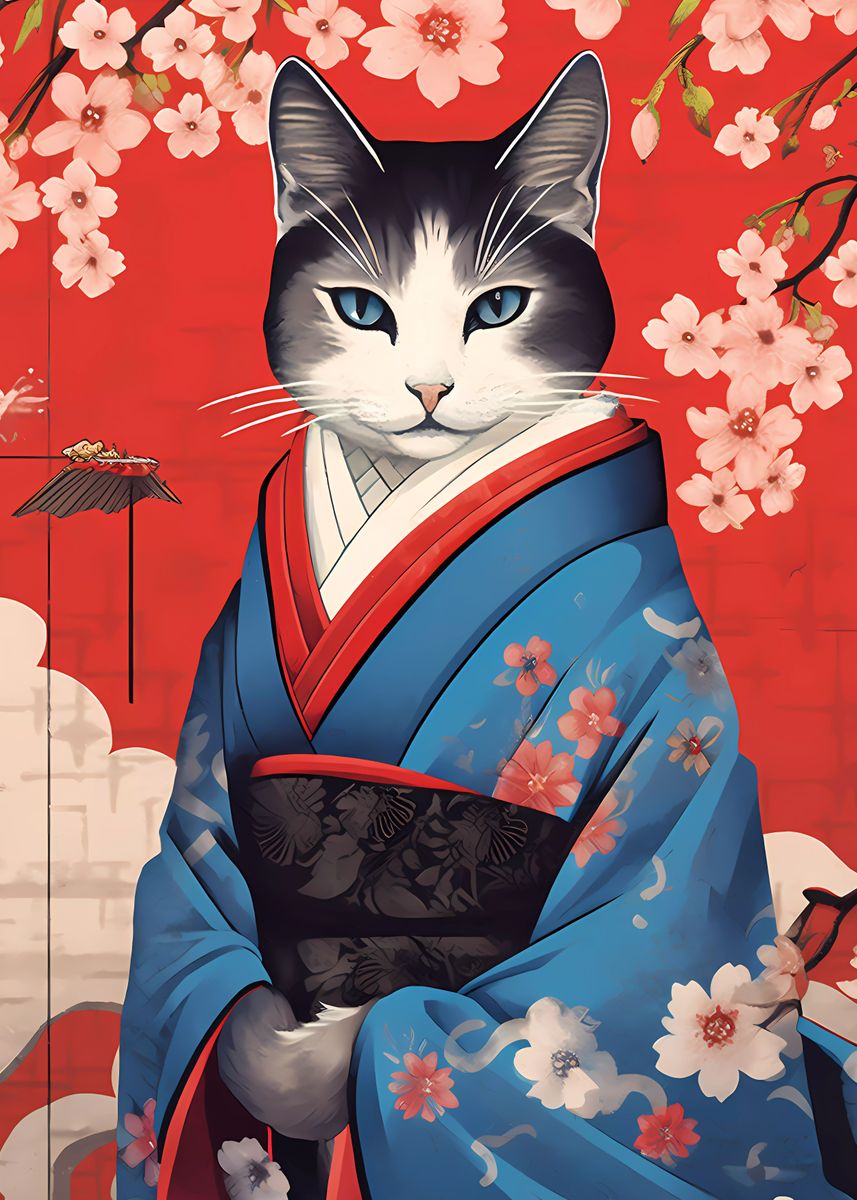 'Japanese Cat 6' Poster, picture, metal print, paint by the Moooh ...