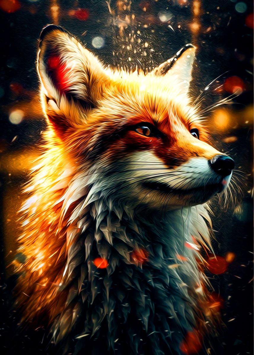 'Fox' Poster, picture, metal print, paint by minh doan | Displate