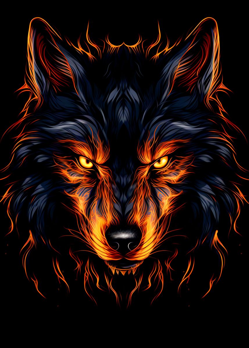 'Fantasy Wolf' Poster, picture, metal print, paint by Hustle 92 | Displate