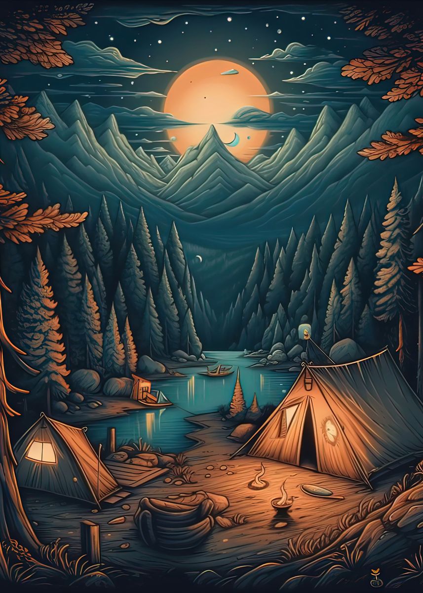 'Night Nature Light' Poster by Gokan Redoulse | Displate