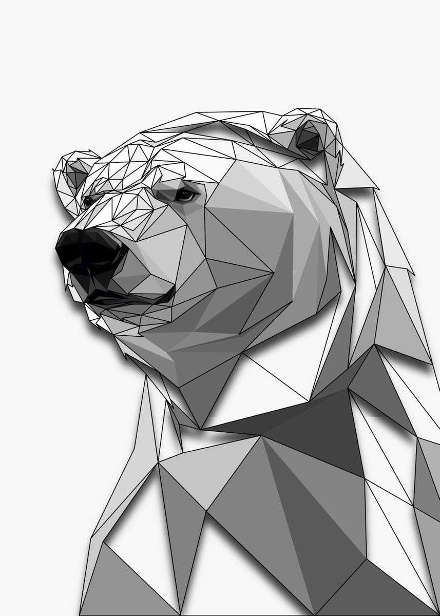 'Polar Bear Poly Half Frame' Poster by Evanz Tampubolon | Displate