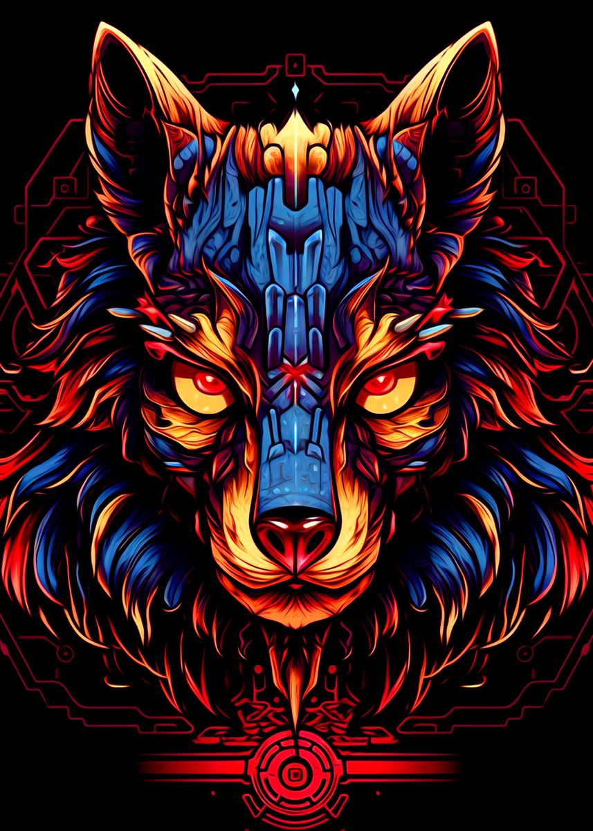'Fantasy Wolf' Poster, picture, metal print, paint by Hustle 92 | Displate