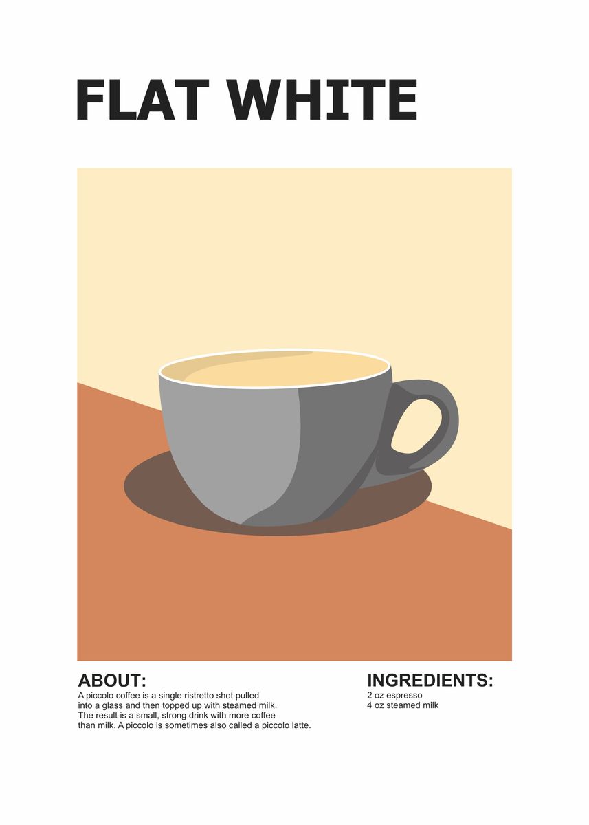 'flat white coffee ' Poster, picture, metal print, paint by Ratna Mutia ...