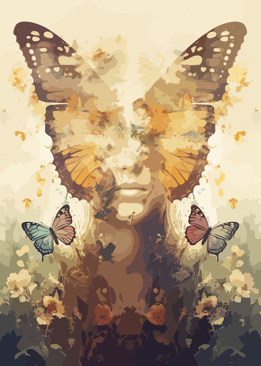 'Abstract Butterfly Woman' Poster, picture, metal print, paint by Art ...