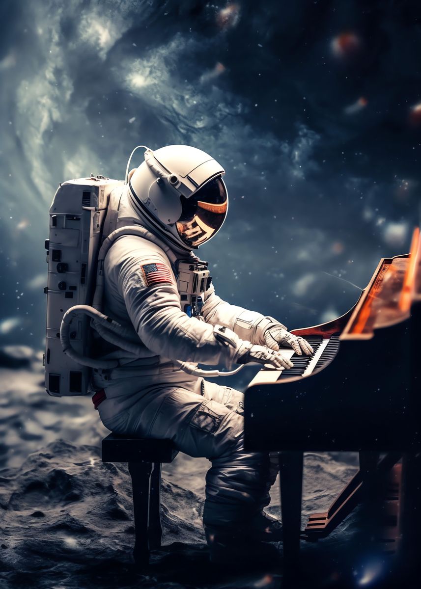 'Astronaut Playing Piano' Poster, picture, metal print, paint by Siren ...