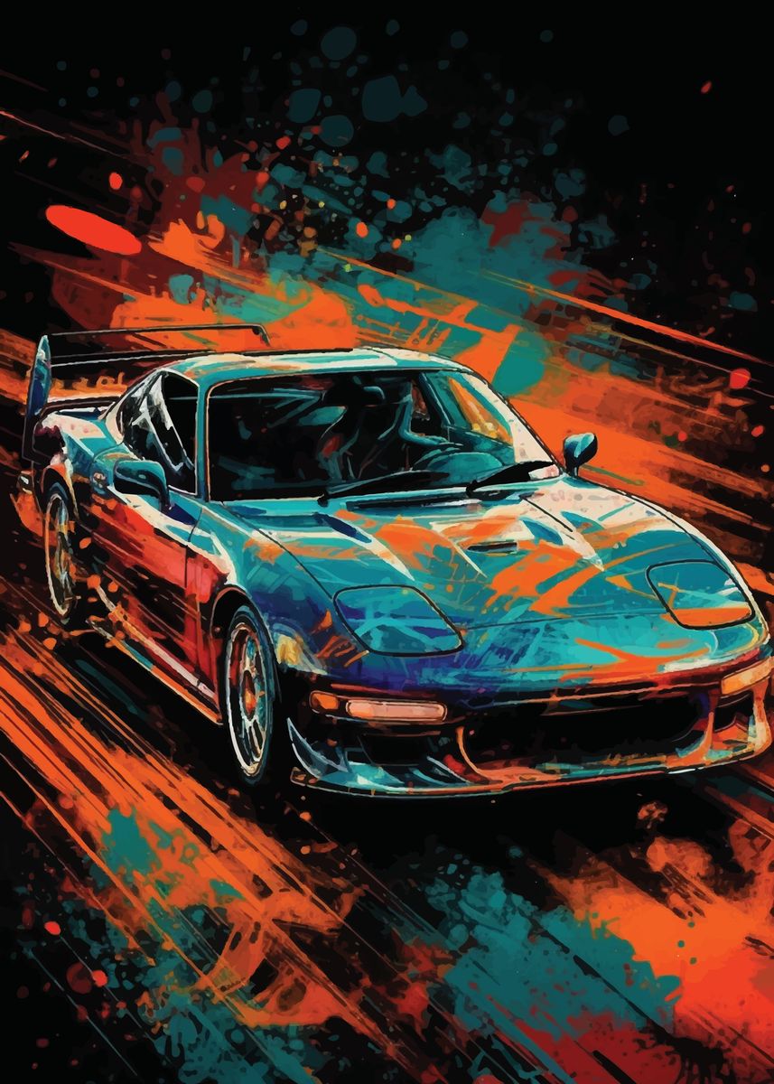 'Mazda RX7' Poster, picture, metal print, paint by AntJaramillo | Displate