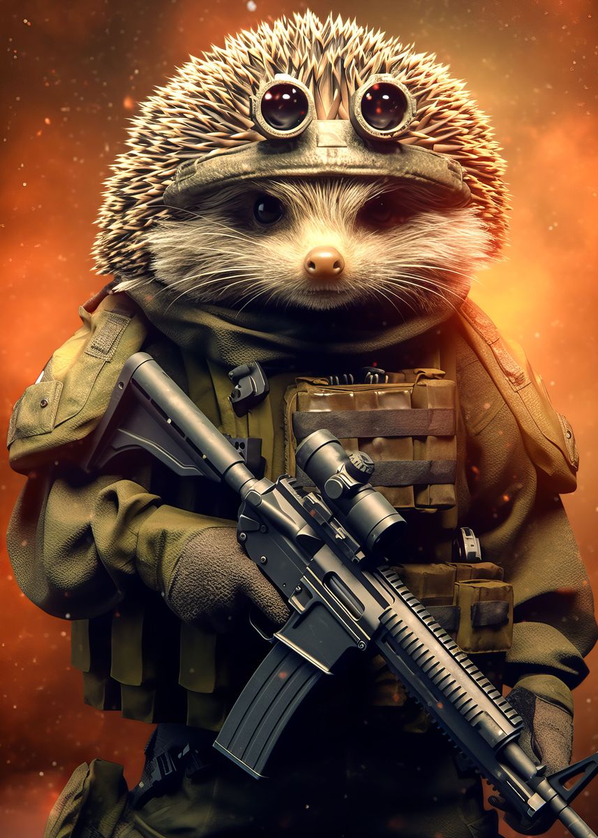'Soldier Hedgehog' Poster, picture, metal print, paint by Karolina ...