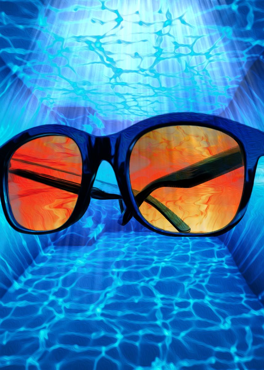 'SUNGLASS POOL' Poster, picture, metal print, paint by Tevaiarri | Displate