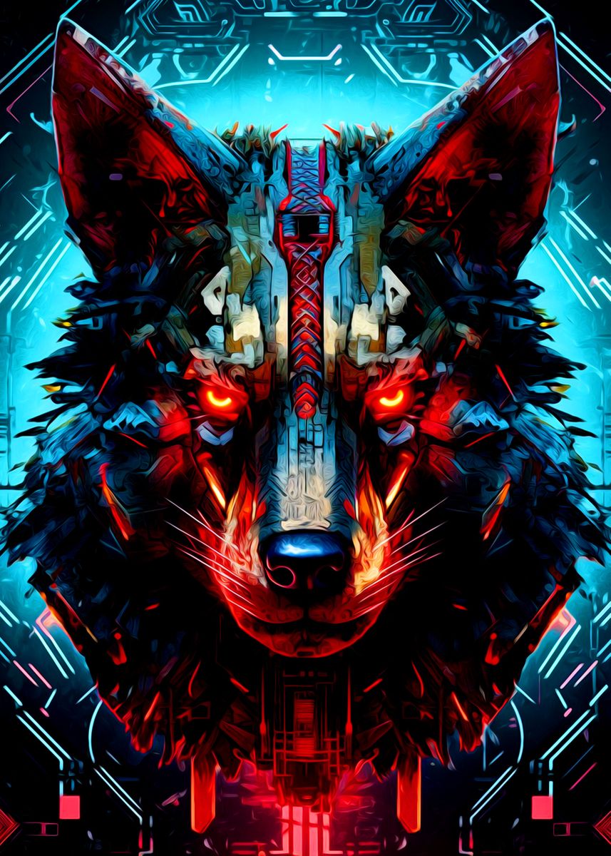 'Fantasy Wolf' Poster, picture, metal print, paint by Hustle 92 | Displate