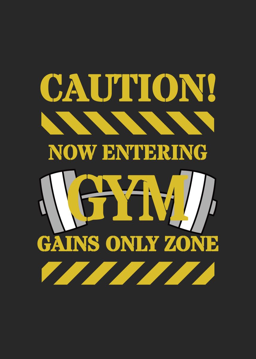 'Caution Inspirational Gym' Poster, picture, metal print, paint by Star ...