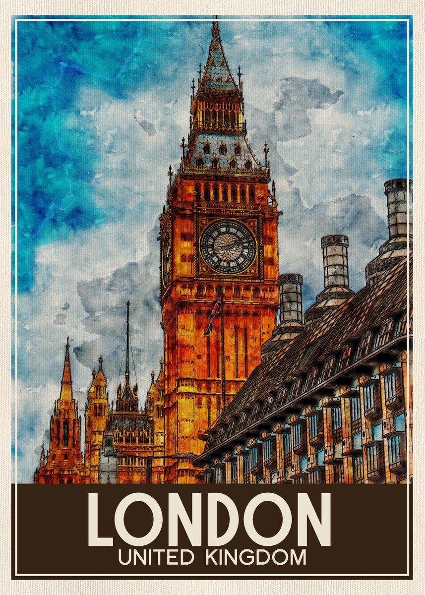 'Travel Art London England' Poster, picture, metal print, paint by FAA ...