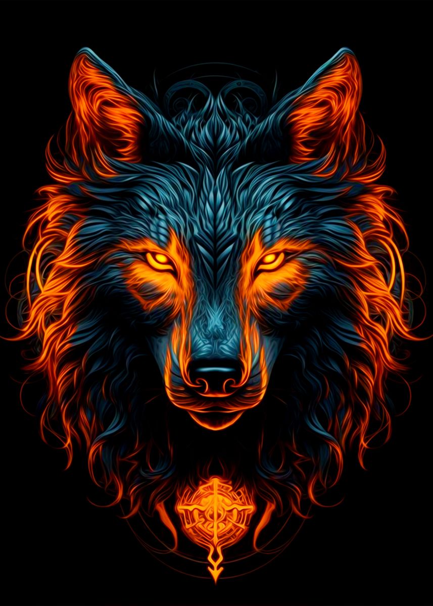 'Fantasy Wolf' Poster, picture, metal print, paint by Hustle 92 | Displate