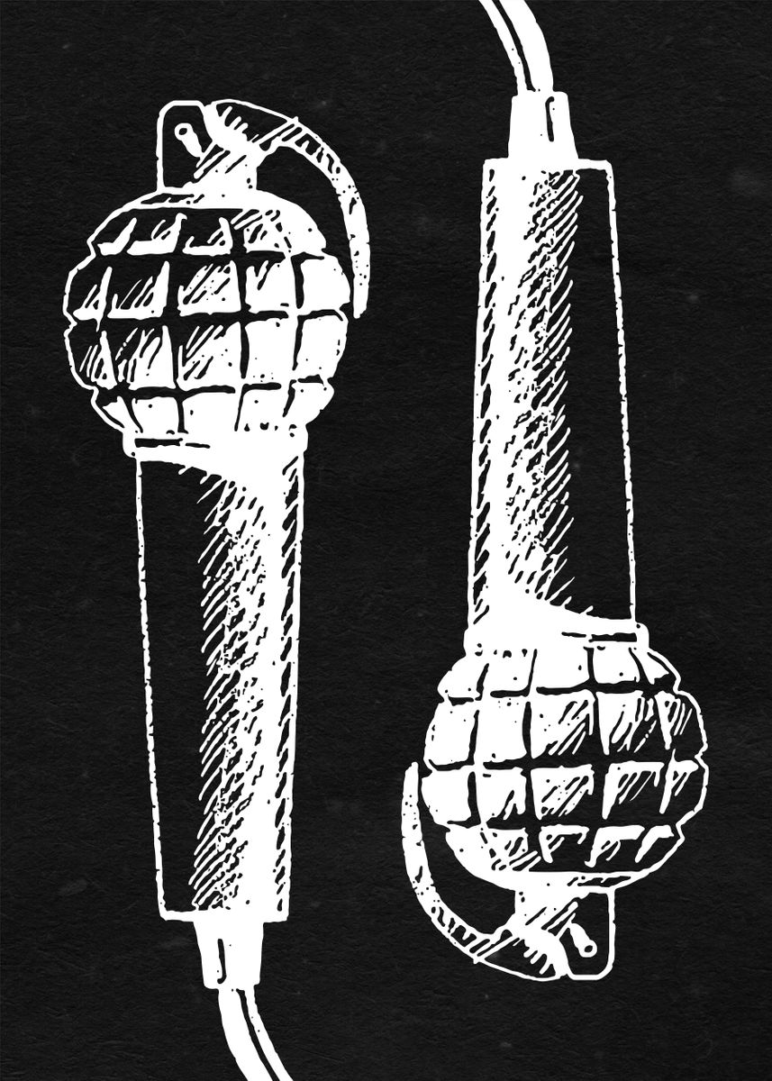 'Grenade Mic' Poster, picture, metal print, paint by supergaff | Displate