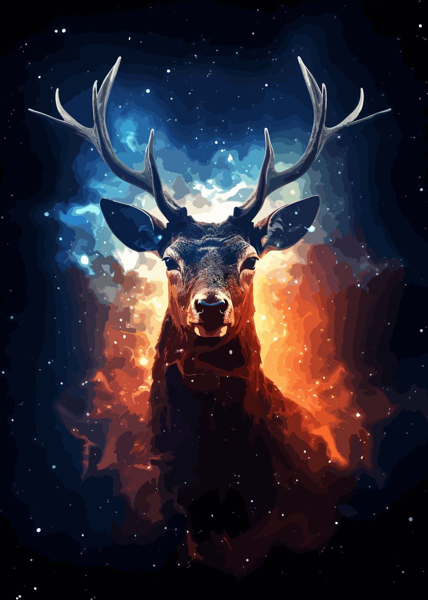 'Animal Deer Cosmic Galaxy' Poster, picture, metal print, paint by Art ...
