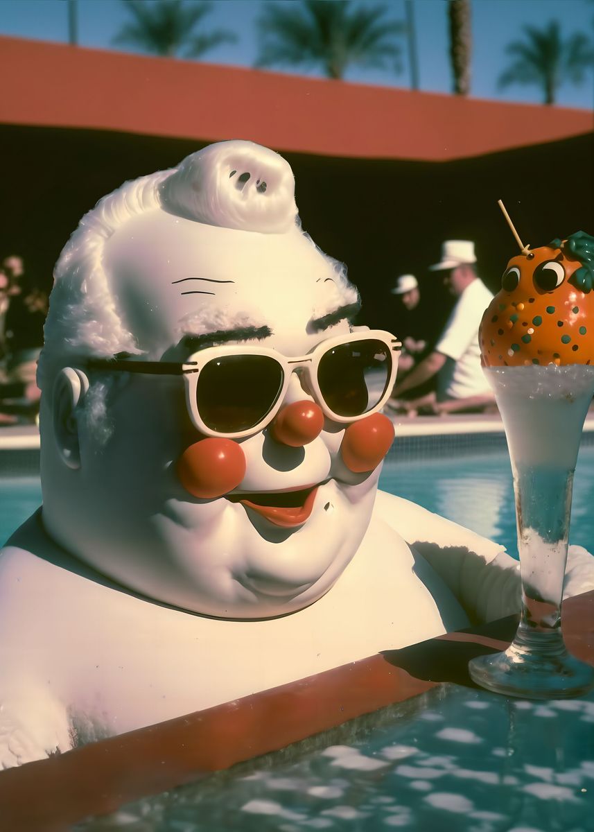 'Snowman by the pool' Poster, picture, metal print, paint by LeMoon ...