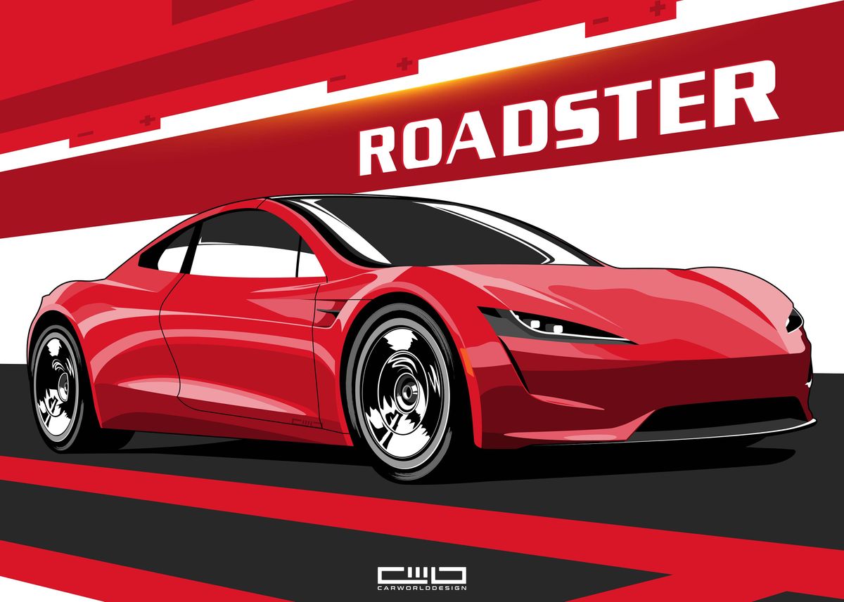 'Tesla Roadster' Poster by CarWorldDesign | Displate
