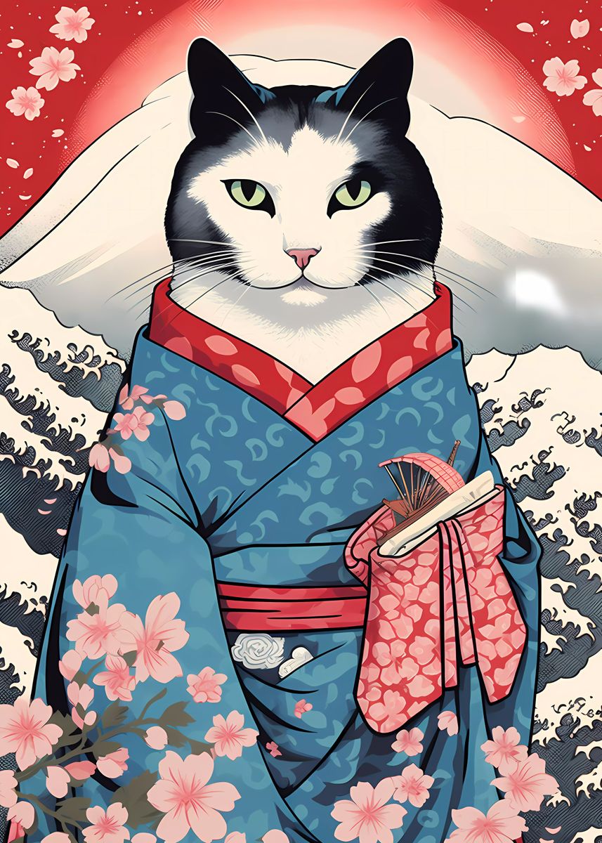 'Japanese Cat 7' Poster, picture, metal print, paint by the Moooh ...