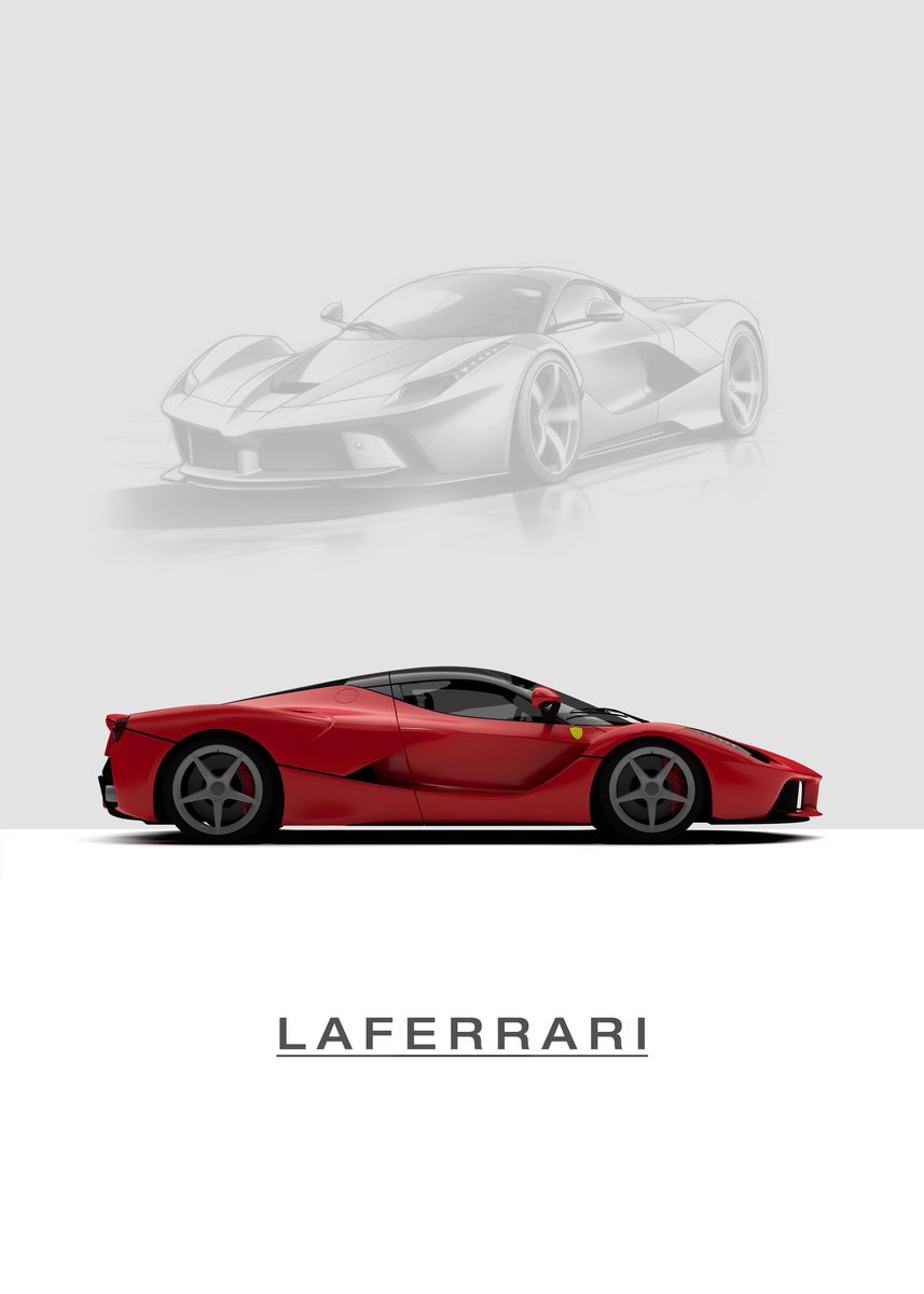 'Ferrari Laferrari Red' Poster, picture, metal print, paint by 21 MXM ...