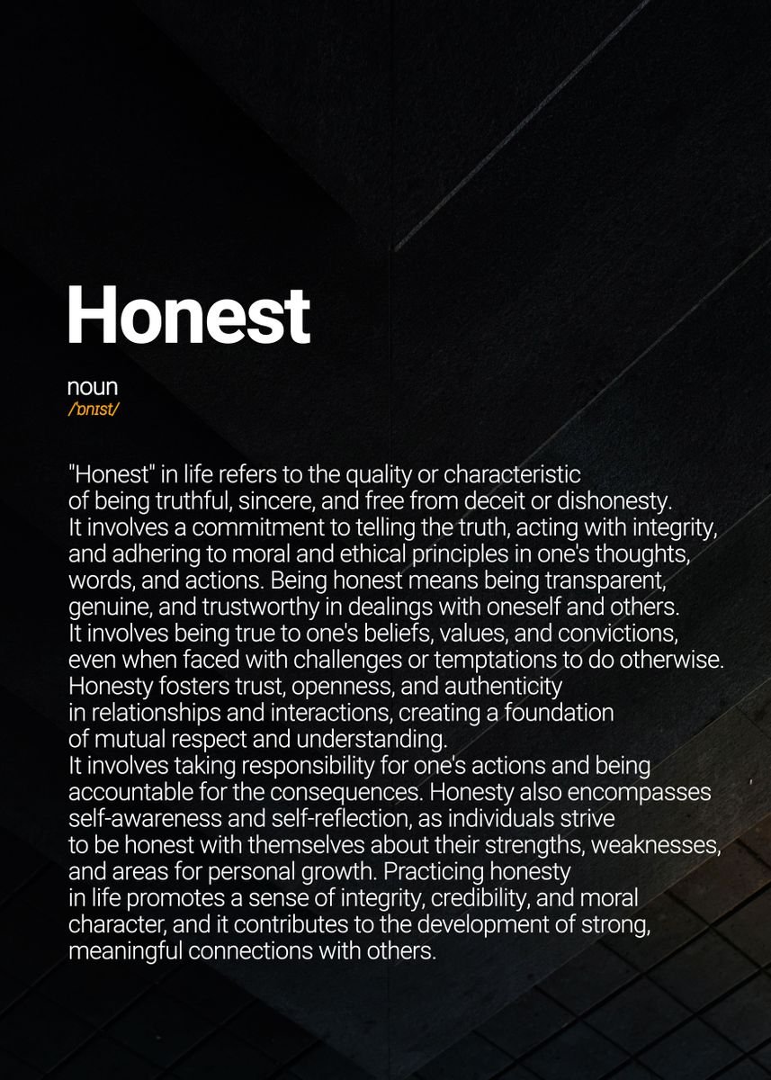 'Honest' Poster, picture, metal print, paint by Mr Penguin | Displate