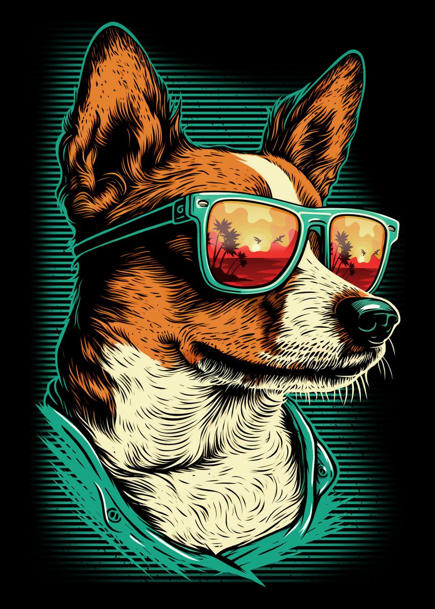 'Funny Dog Sunglasses' Poster by Juka Arts | Displate