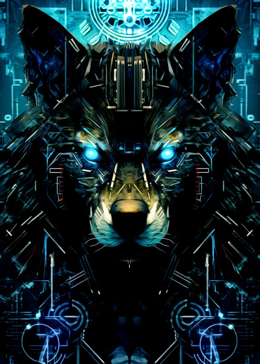 'Fantasy Wolf' Poster, picture, metal print, paint by Hustle 92 | Displate